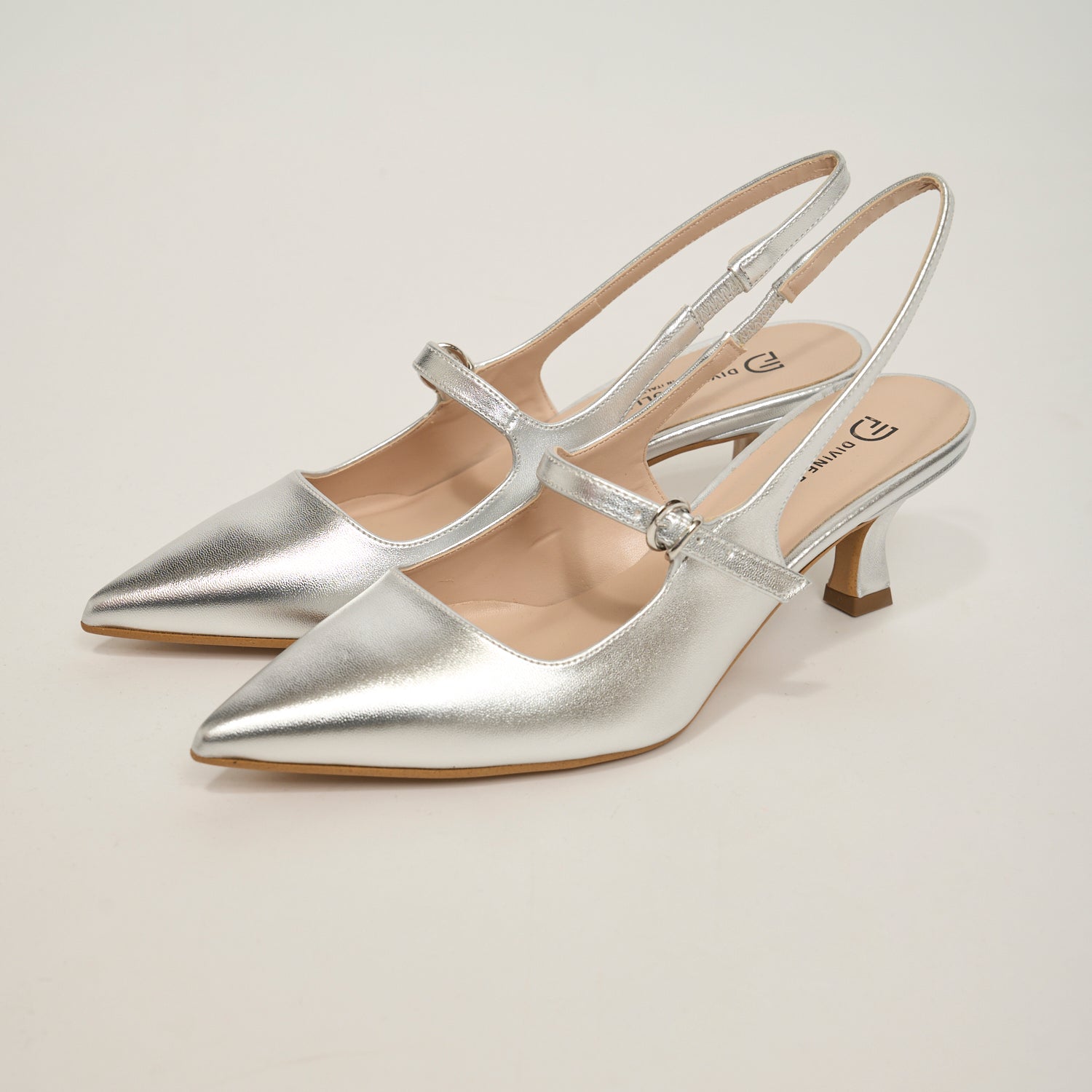 DIVINE FOLLIE - SCARPA CHANEL CINTURINO - LAMINATO ARGENTO