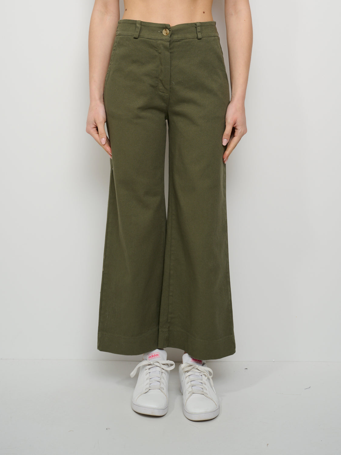 IDENTITY - PANTALONE CROP ELASTICO DIETRO - MILITARE
