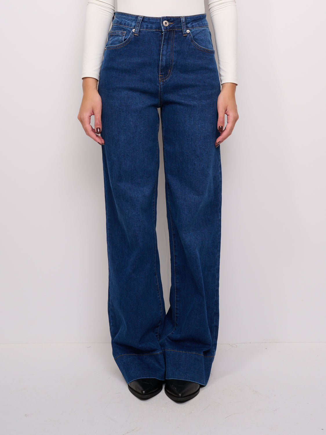 HASHTAG - JEANS LARGO BORDO FONDO - DENIM